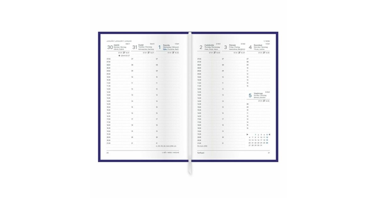 Határidőnapló 2026 TOPTIMER Joy Flexi F012 B/6 heti fehér lapos Levelek ...