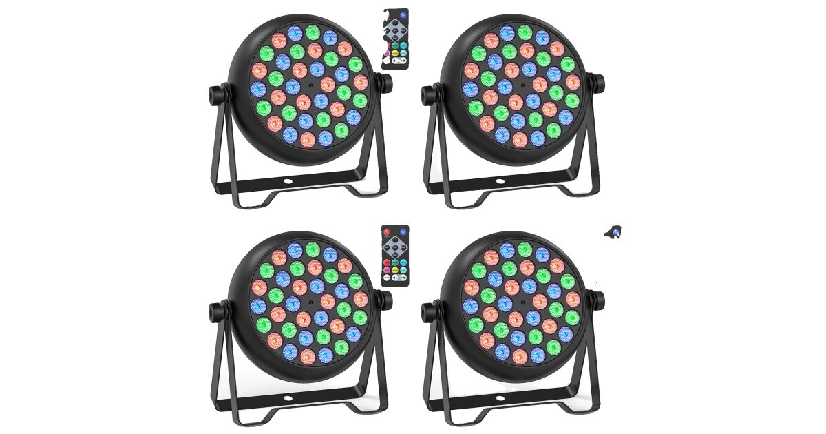 RGB LED PAR Light, 36 LED, több vezérlési mód, 4dbs, EU dugó | Pepita.hu