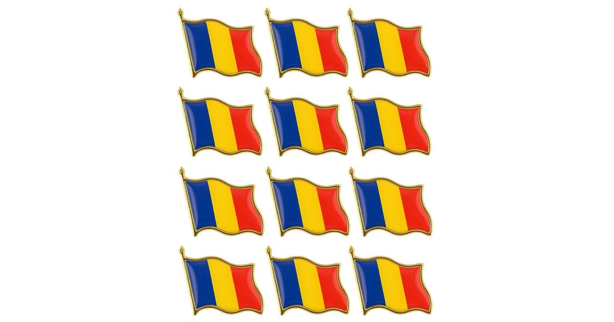 Set 12 Insigne Steag Tricolor Romania, KipHome, Model Brosa cu Ac de ...