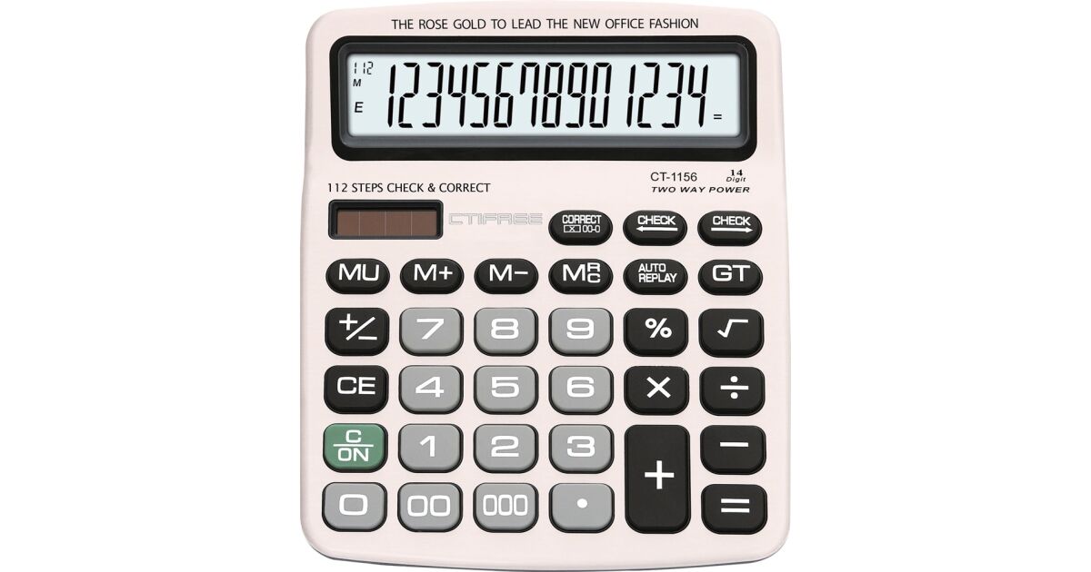 Calculator CTIFREE CT-1156, 155x195mm, 14 cifre, alimentare dublă ...