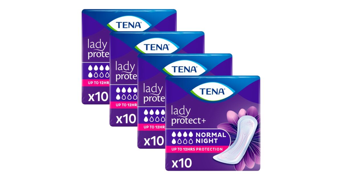 Tena Lady Protect+ Normal Night Incontinence Pads 4x10pcs | Pepita.com
