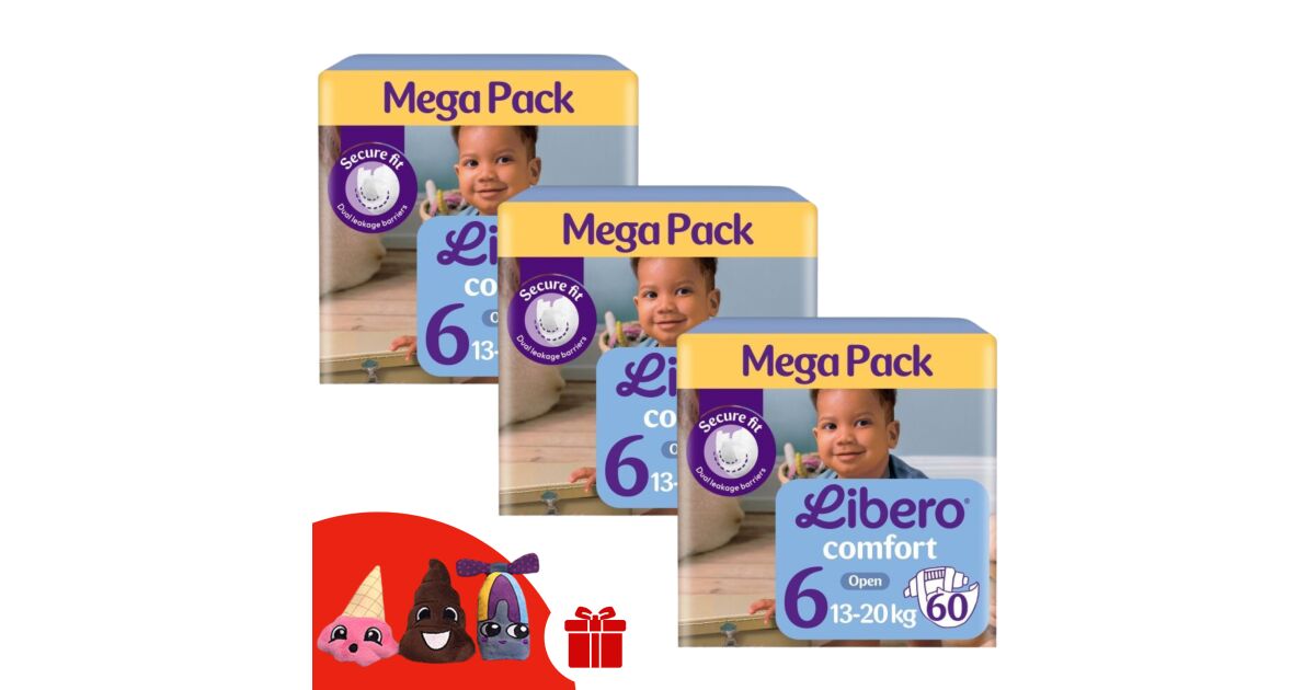 Libero Comfort Mega Pack Diaper Pack 13-20kg Junior 6 (180pcs) + Gift 3 ...