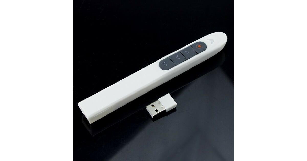 Laser presenter Wireless, pointer rosu, receiver USB, 200 m, Android iOS Windows, alb | Pepita.com