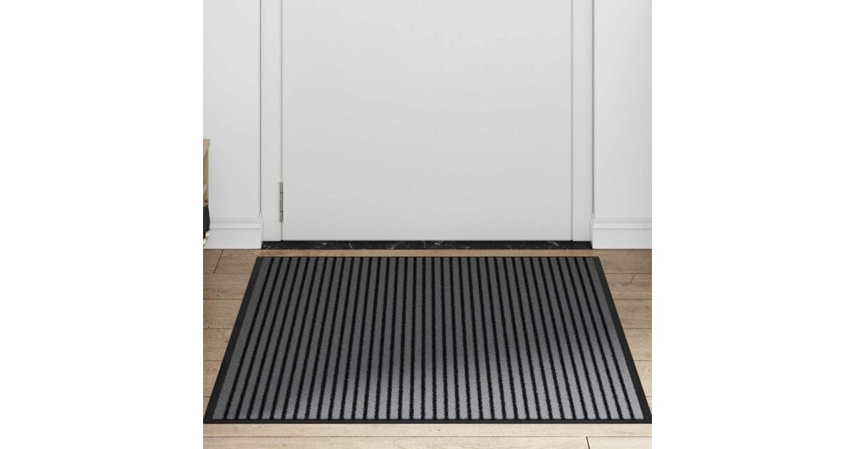 Covor de ușă Negru și Gri 80 x 120 cm Polipropilenă, PVC | Pepita.com