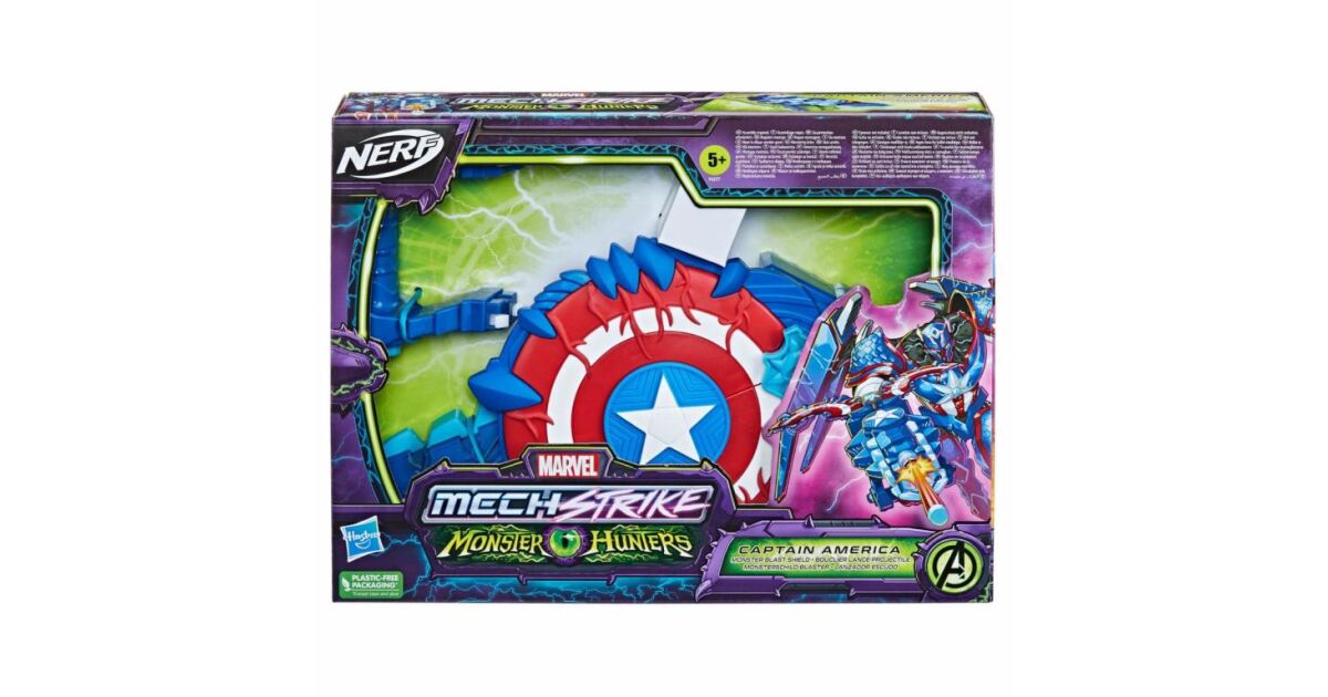 Nerf Marvel Mech Strike Monster Hunters Amerika Kapitány szivacslövő ...