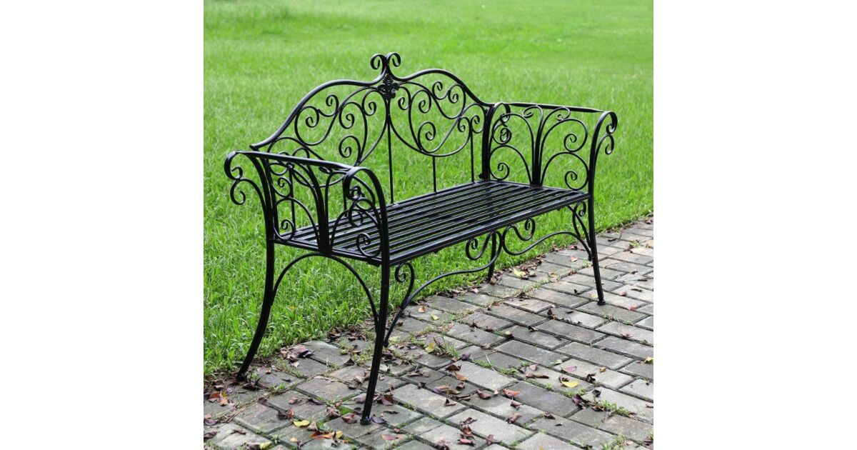 Banca pentru gradina, exterior, din metal, pentru 2 persoane, cu spatar ...