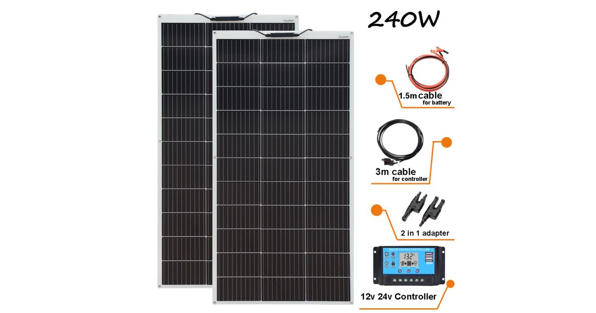 Panou solar, randament ridicat, instalare usoara, kit solar 240W ...