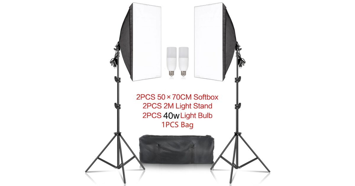 Kit de iluminat pentru fotografie, lumină softbox, suport trepied de 2 ...