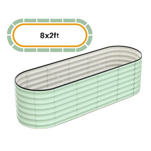 Pat de grădină înălțat, construcție ovală din metal galvanizat, opțiuni ...