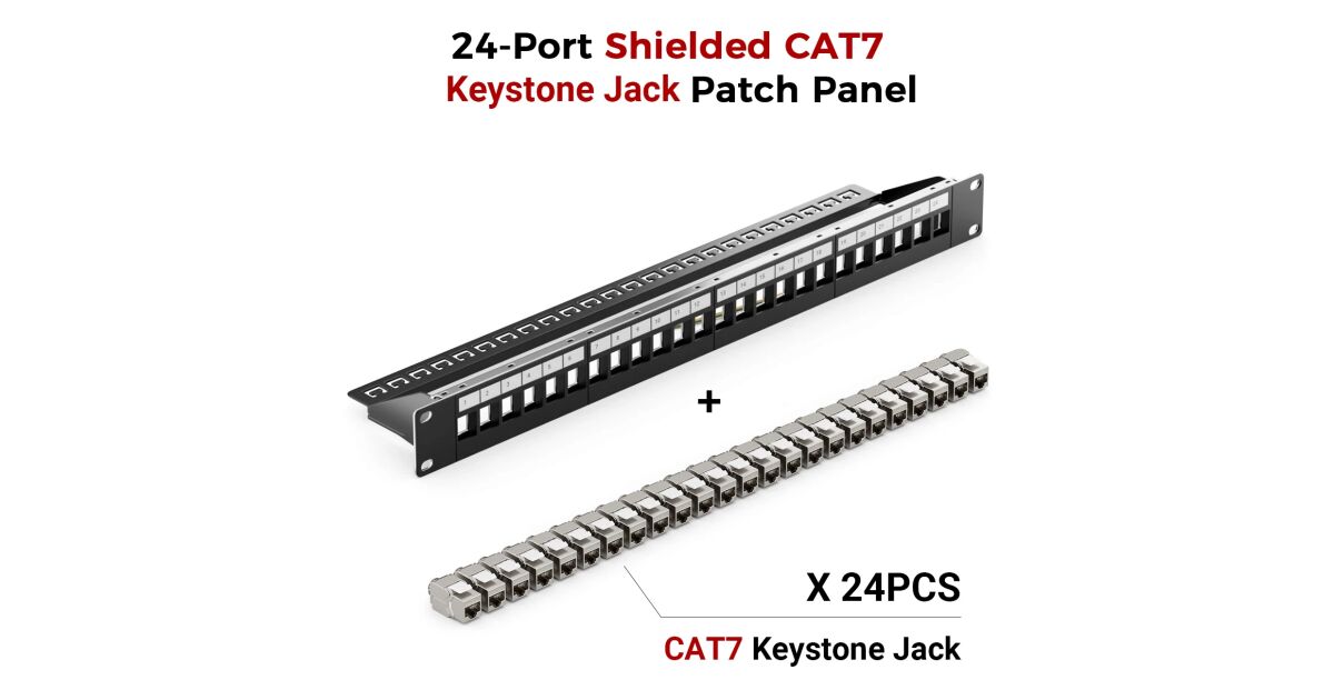 Patch Panel, 24 portos árnyékolt, szerszámmentes kialakítás, CAT7 ...