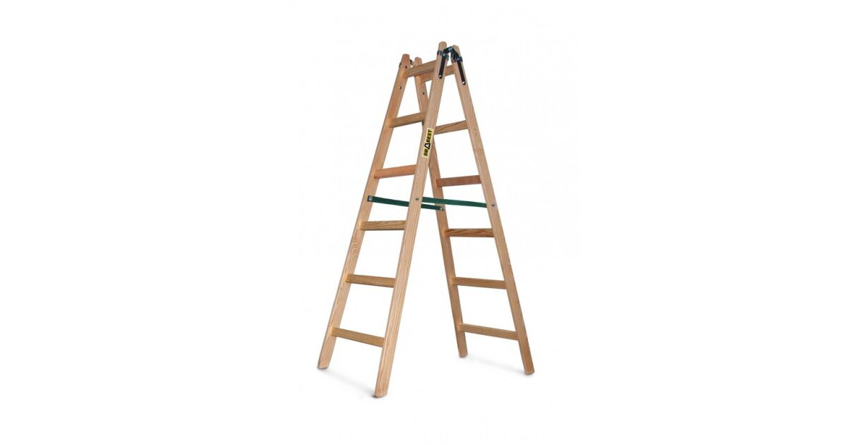 Scară din lemn DRABEST STANDARD cu 2x6 trepte, pliabilă | Pepita.com