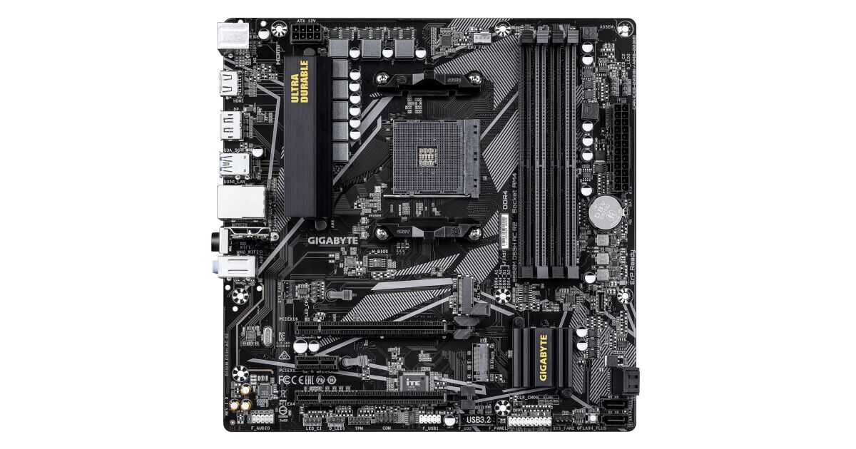 GIGABYTE B550M DS3H AC R2 Mainboard, AMD B550, AM4 Sockel, Micro ATX ...
