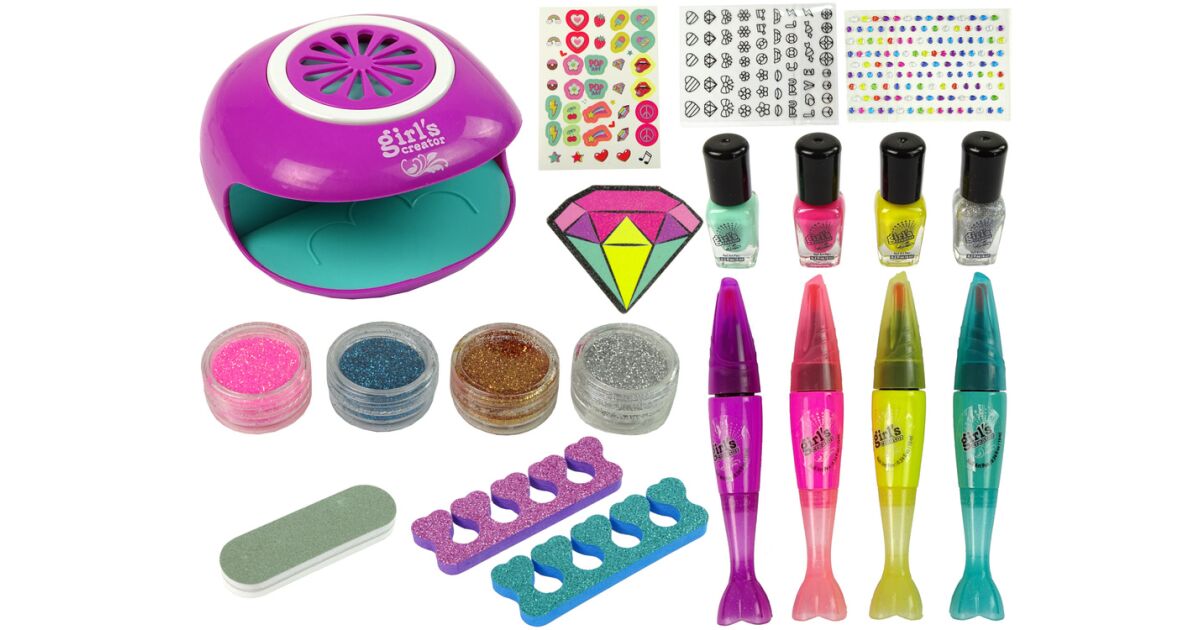 Set mare de vopsit unghii cu stilouri și uscător de autocolante cu sclipici | Pepita.com