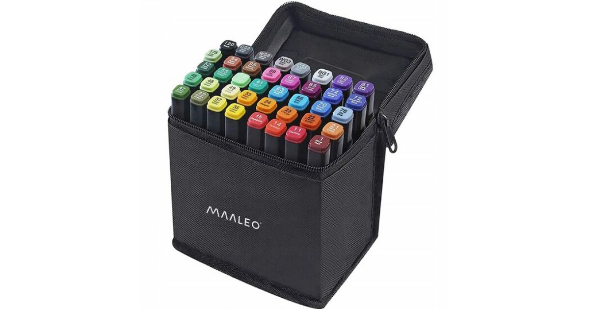 Set markere/carioci, 2 capete diferite, cu geanta, diverse culori, 40 ...