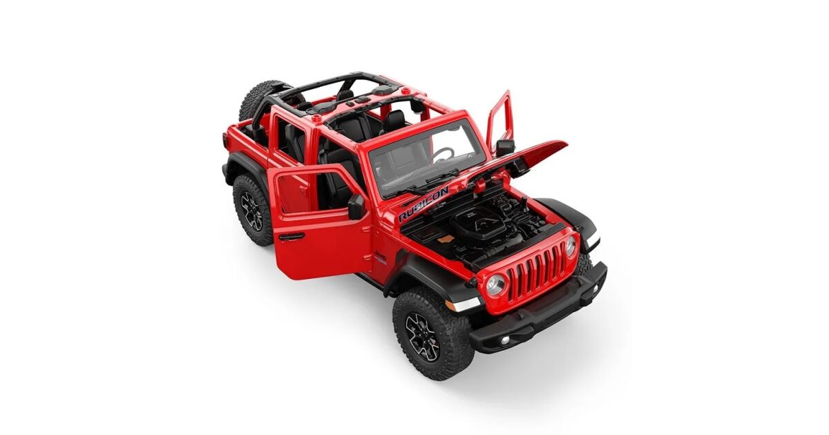 MASINUTA METALICA JEEP WRANGLER RUBICON 4XE ROSU SCARA 1 LA 24 | Pepita.com