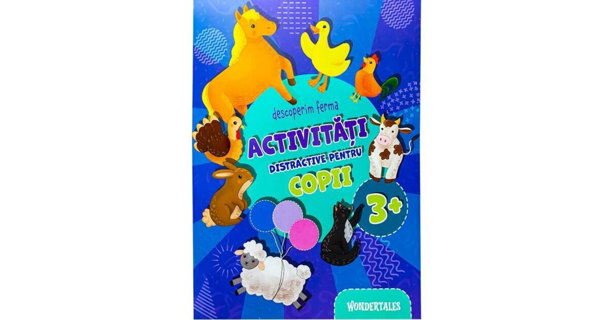 Carte de colorat cu activitati distractive pentru copii, tematica ferma ...