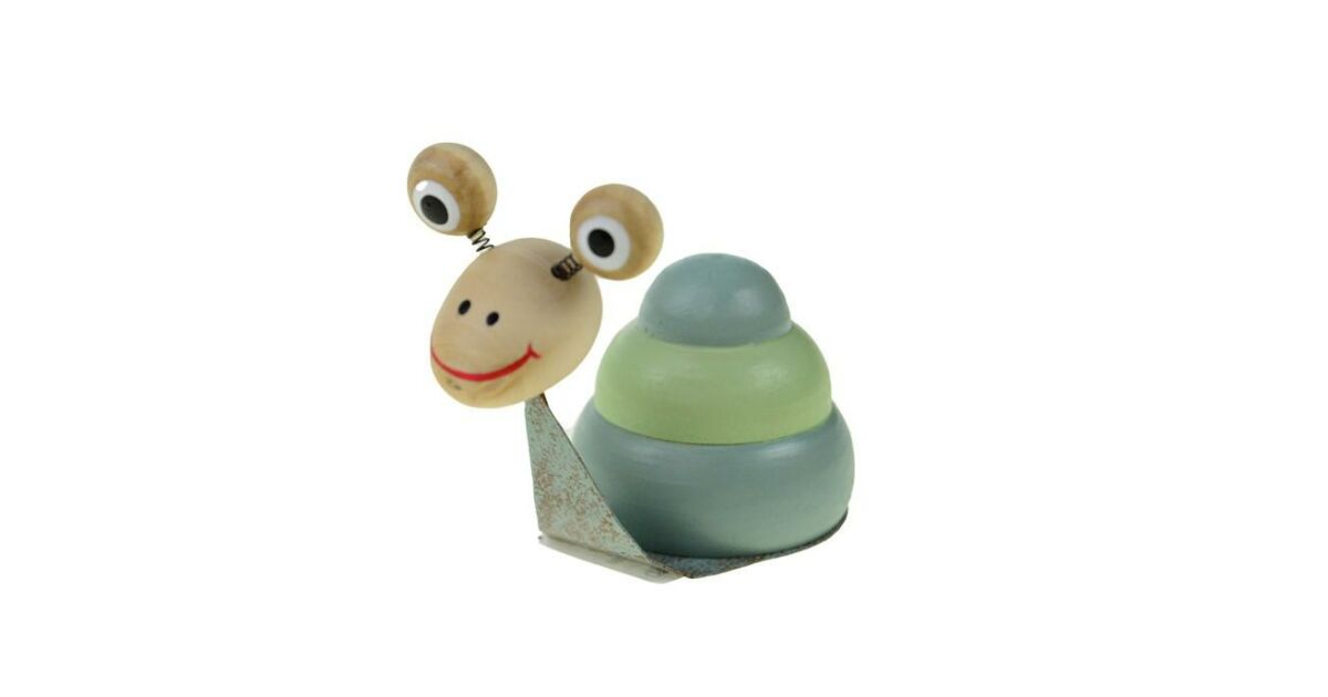 Figura kerti csiga fa 9x4.5x7cm kék/rózsaszín rugós szemekkel | Pepita.hu