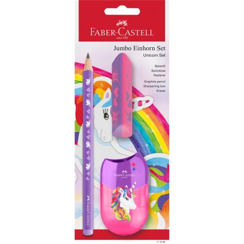 Set creioane grafice triunghiulare Faber-Castell Jumbo Unicorn HB ...