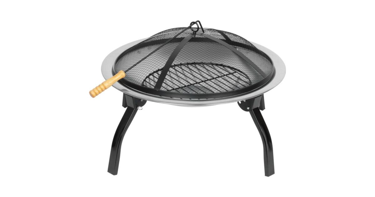 Vatra de foc cu gratar de gradina, grill rotund, metal, 57×40 cm ...
