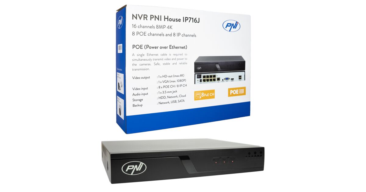 POE NPI House: IP716J 16-kanałowy 4K 8MP Poe NVR, 8-kanałowy POE i 8 ...