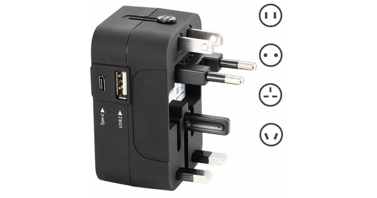 Univerzális utazó adapter – EU / UK / US / AUS + USB és USB-C port ...