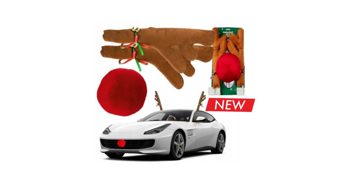 Decorațiune auto, de Crăciun, coarne de ren și nas roșu, KSN84, eCarla ...