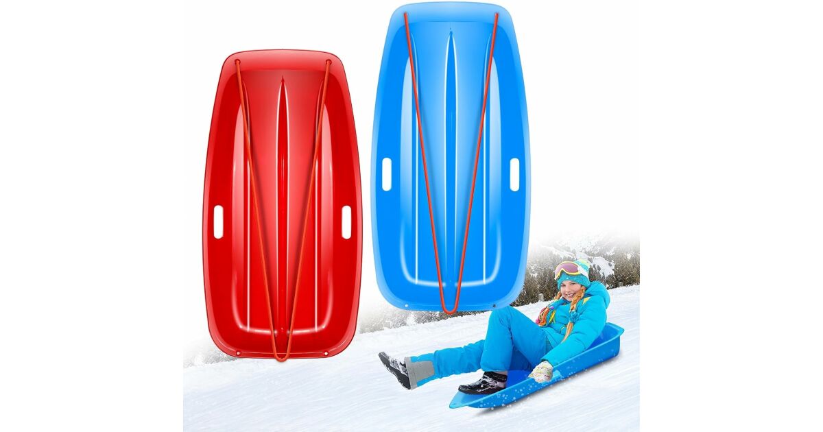 Bob-Schlitten 2er Set - Robuster Lenkschlitten aus HDPE mit Zugschnur ...