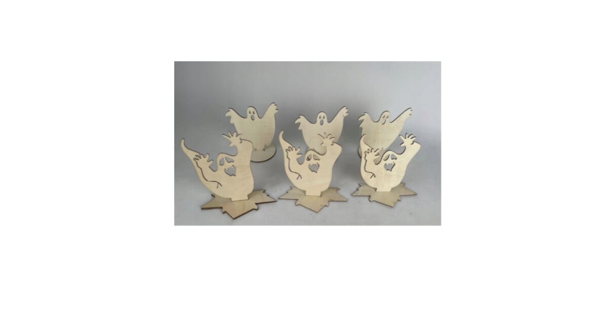 6 darabos szellemes fa mécsestartó szett 12x12 cm — halloweeni ...