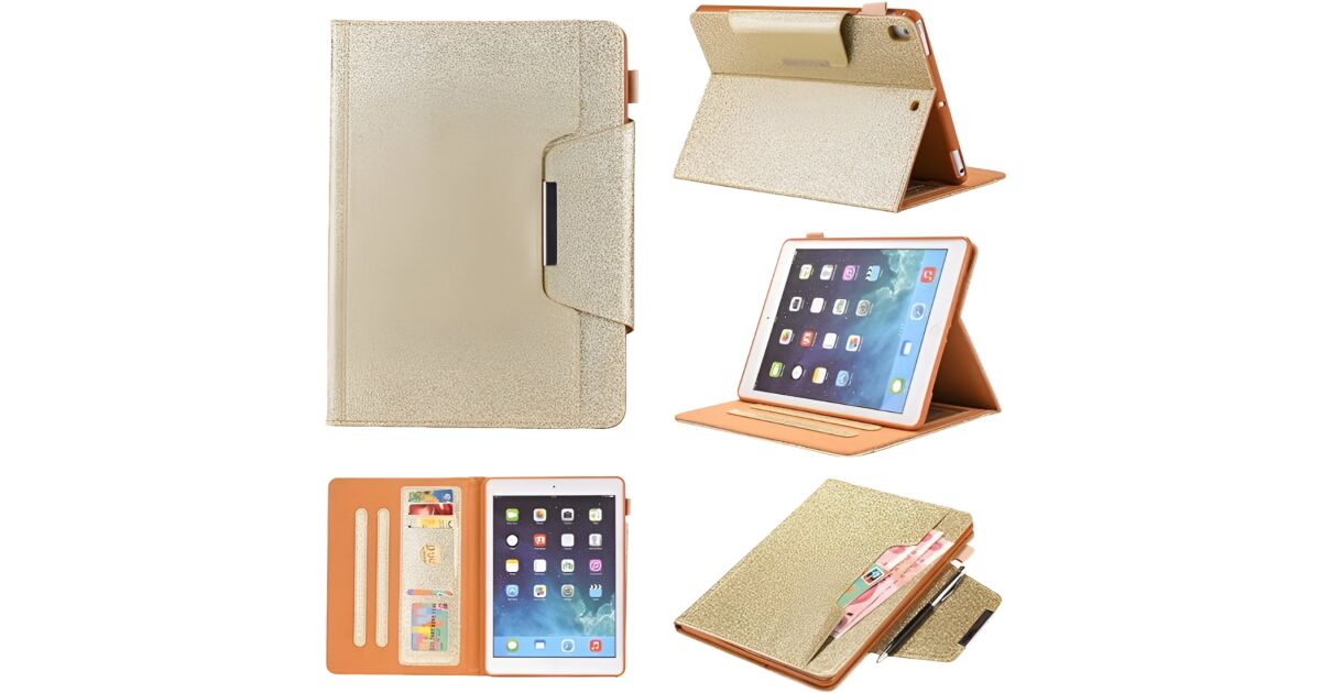 Arany csillámos flippes tok iPad 10.2-höz — mágneses védőtok beépített ...