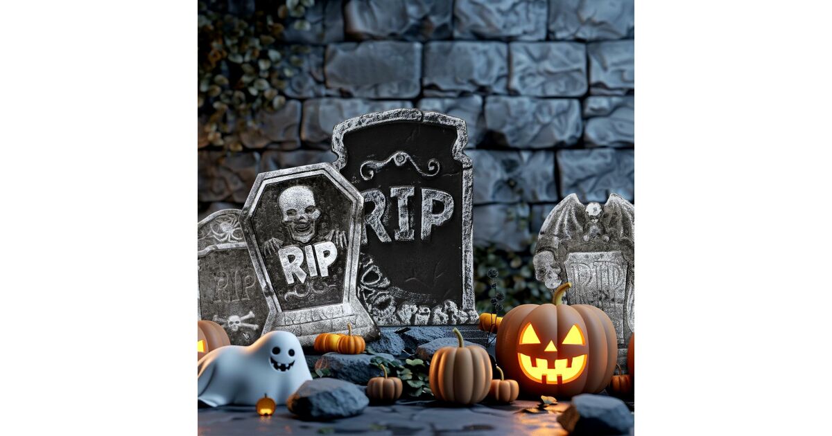 Decorează-ți Halloween-ul cu Stil! Set 4 Pietre Funerare Realiste ...