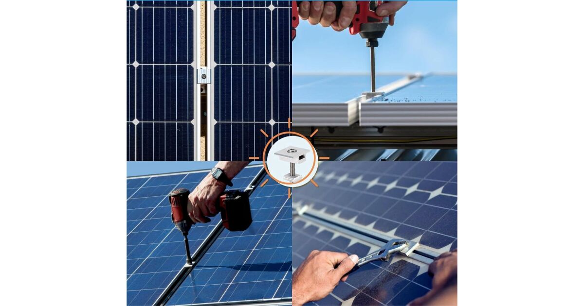 Prindere Sigură Panouri Solare 35mm! - Kit 4 cleme mijloc, aluminiu ...