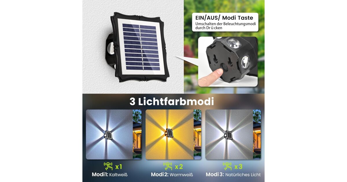 Solpex Solarne LED Stenske Svetilke - Osvetlite svoj vrt! 4 kos, 3 ...