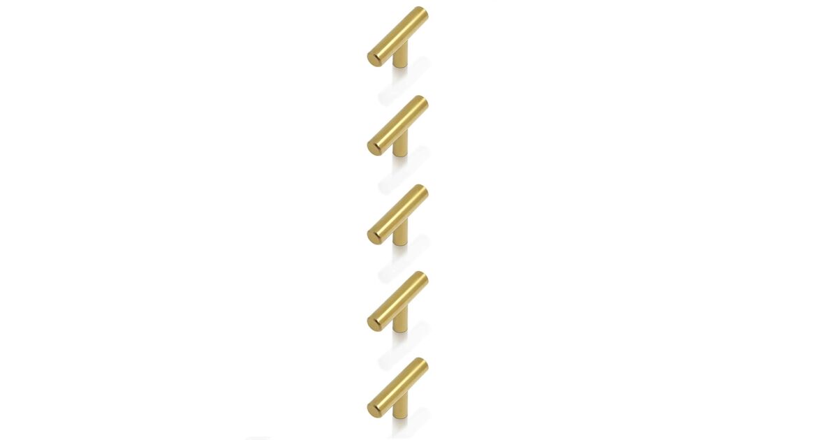Eleganță Aurie! Set 5 Butoni Mobila T Probrico 50mm - Inox, design ...