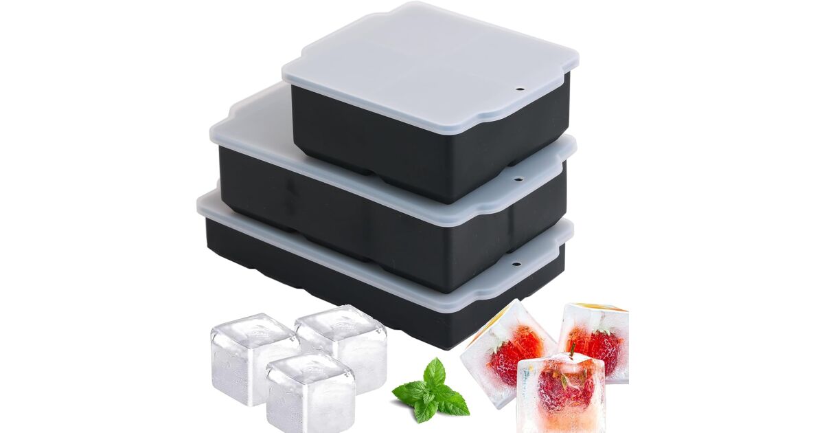 Gheață perfectă mereu! Set 3 tăvi silicon gheață cu capac-Yapwiki ...