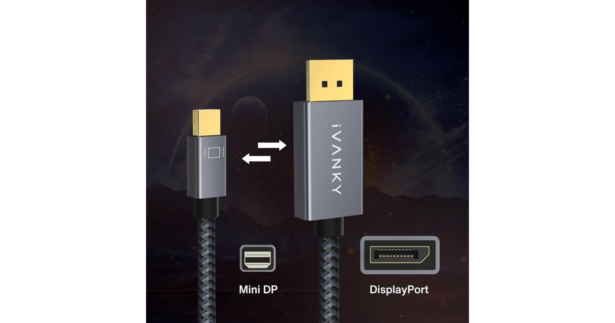 Kabel Mini DisplayPort do DisplayPort 4K 60Hz, 1m, Szary- Plug and Play ...