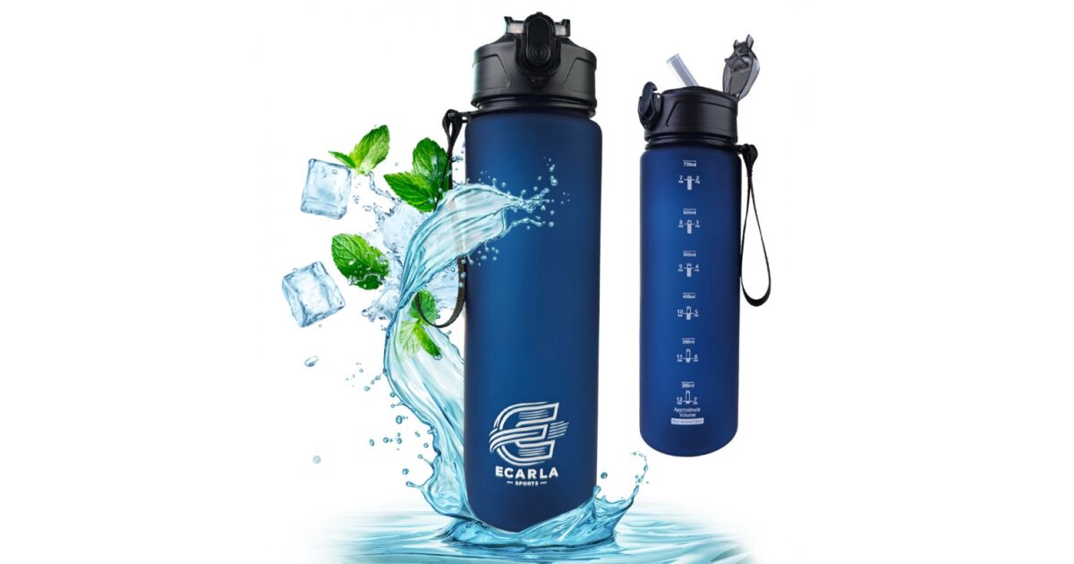 Športová fľaša na vodu 750ML matná tmavo modrá ECARLA SPORTS BD51 ...