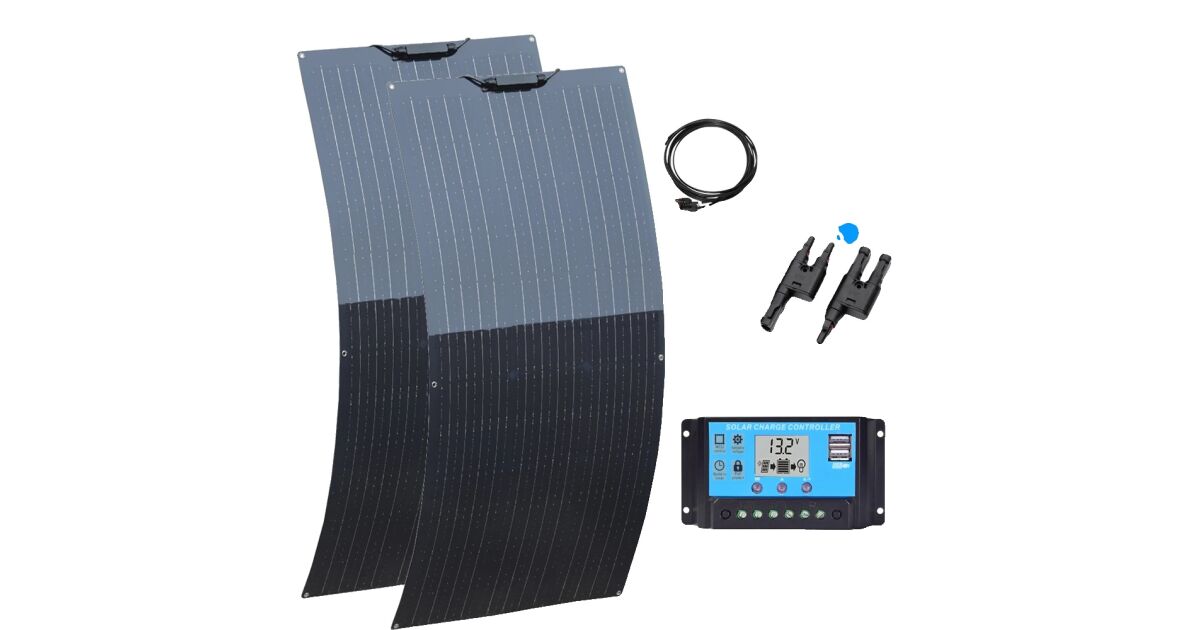 Kit panou solar flexibil, sistem cu panou dublu de 240 W, controler de ...