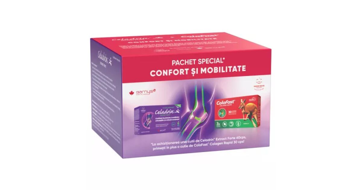 Pachet Celadrin Extract Forte 60 capsule + ColaFast Colagen Rapid 30 ...