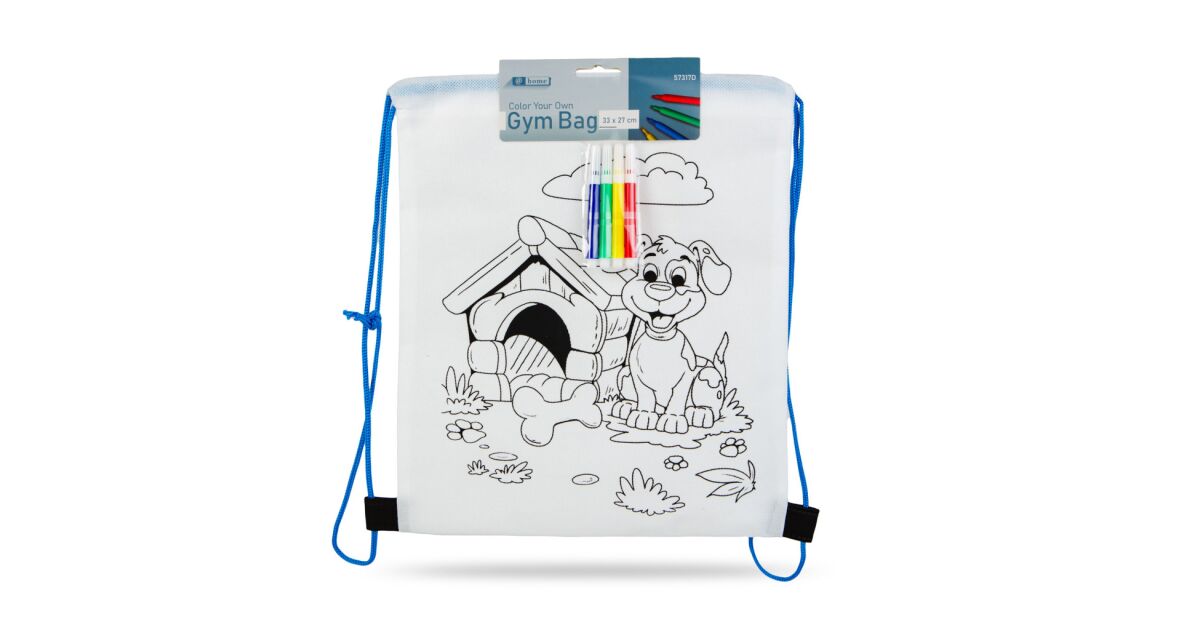Vyfarbovateľný vak na prezúvky – so 4 fixkami – 33 x 27 cm – 4 druhy ...