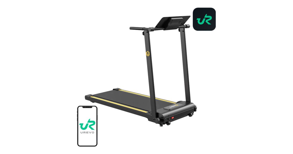 UREVO Foldi Mini foldable electric treadmill (black and orange ...