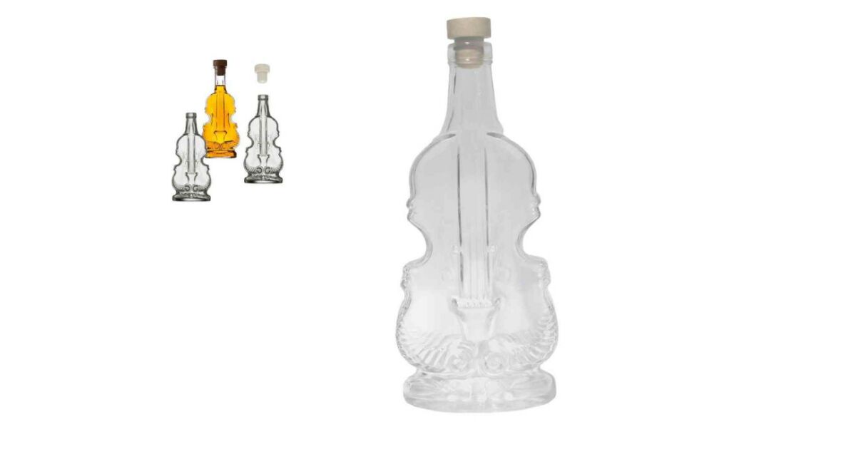 Sticlă de sticlă în formă de vioară cu dop, 0,2L, 1 buc | Pepita.com