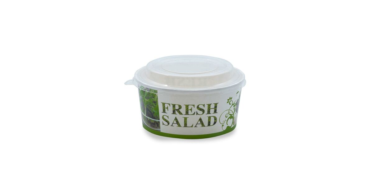Set 50 Salatschalen aus Pappe mit Deckel, Fassungsvermögen 1100 ml ...