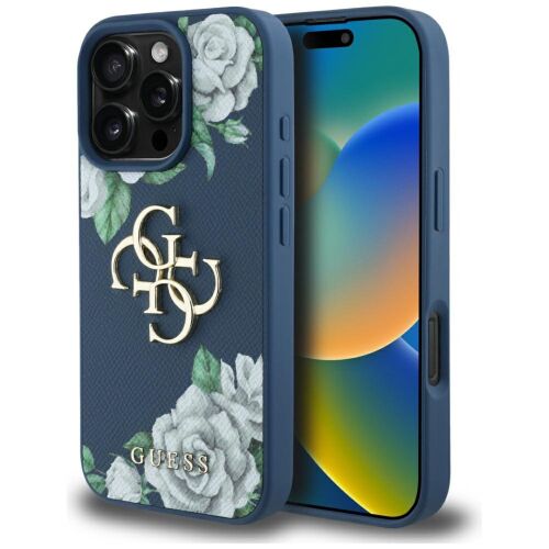 Guess Grained Roses Big 4G logós iPhone 16 Pro Max tok - kék | Pepita.hu