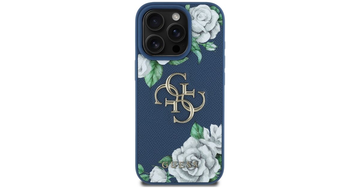Guess Grained Roses Big 4G logós iPhone 16 Pro Max tok - kék | Pepita.hu