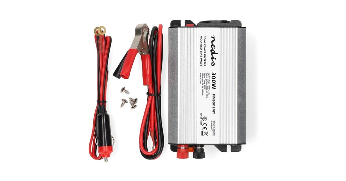 Nedis pim30012fgy Invertor 12v dc - 230v ac, 300w, conexiune: brichetă ...
