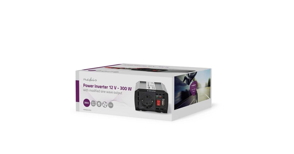Nedis pim30012fgy Invertor 12v dc - 230v ac, 300w, conexiune: brichetă ...