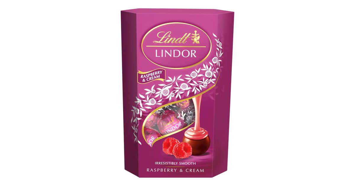 Csokoládé LINDT Lindor Raspberry&cream tejcsokoládé golyók díszdobozban ...
