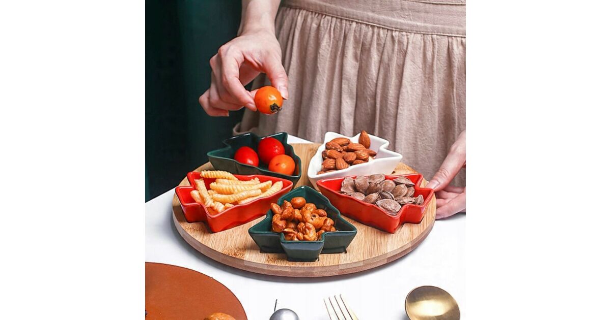 Set de servire pentru aperitive – 5 boluri în formă de brad de Crăciun ...