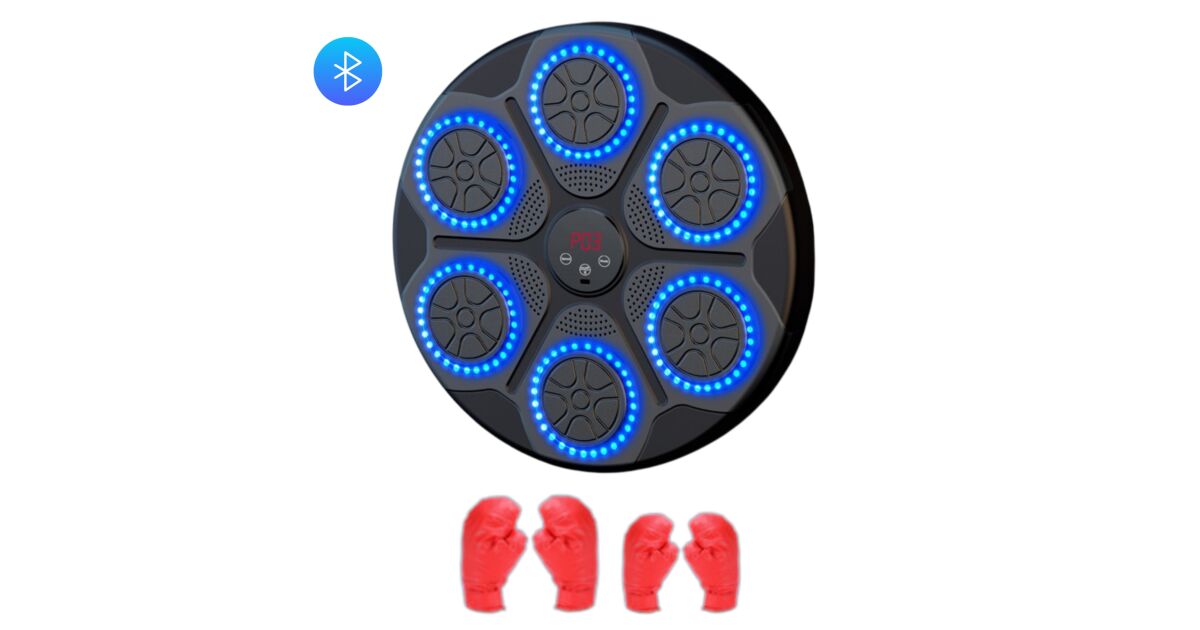 Boksz céltábla zenével és Bluetooth-al, 6 interaktív LED RGB zónával ...
