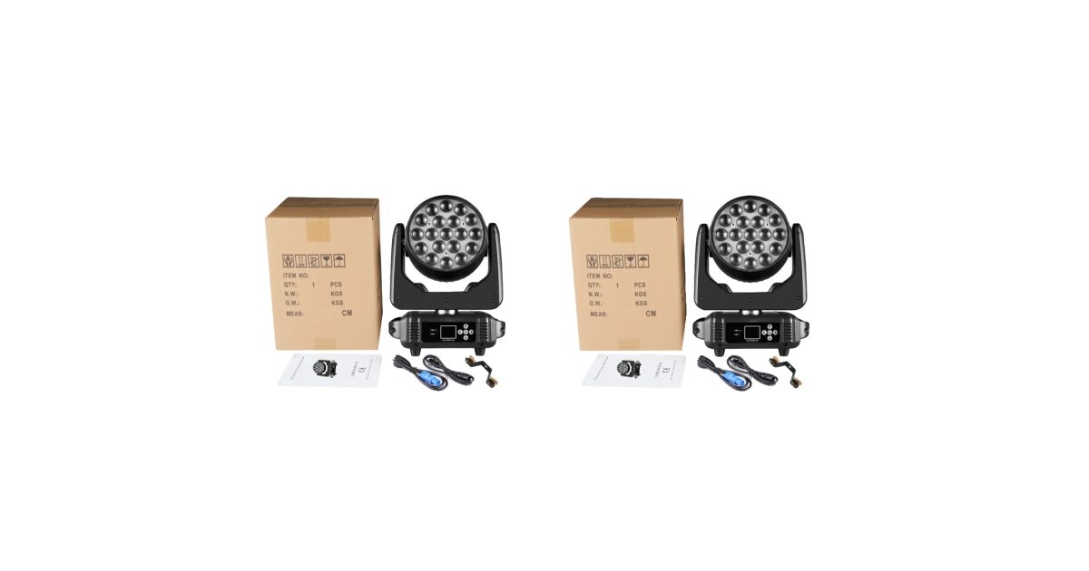 Lumini cu cap mobil, 19x15W RGBW, control DMX, activat cu sunet, 2 buc ...